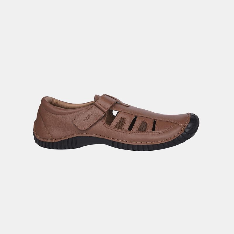 Bata light brown leather casual fishermen sandals for men | Bata