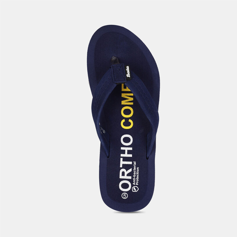 BATA SUNSHINE NAVY ORTHO THONG FLIP FLOPS FOR WOMEN | Bata