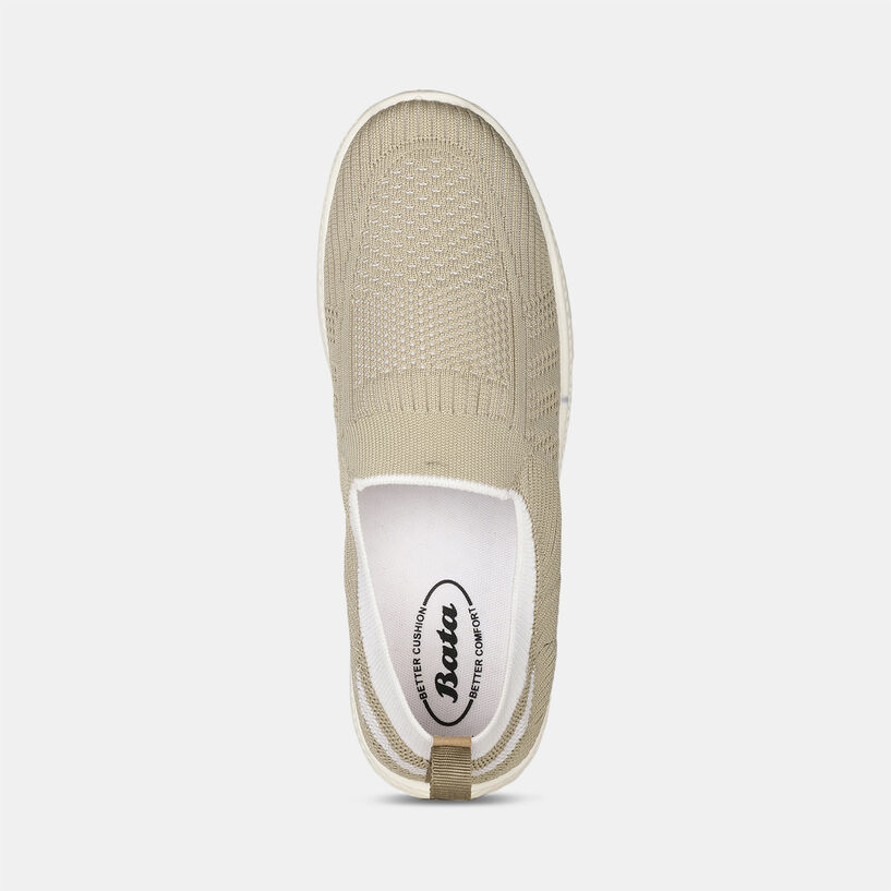 Bata beige textile slip-on sneaker shoes for women | Bata