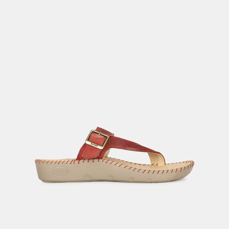 Scholl red suede casual toe ring slippers for women | Bata