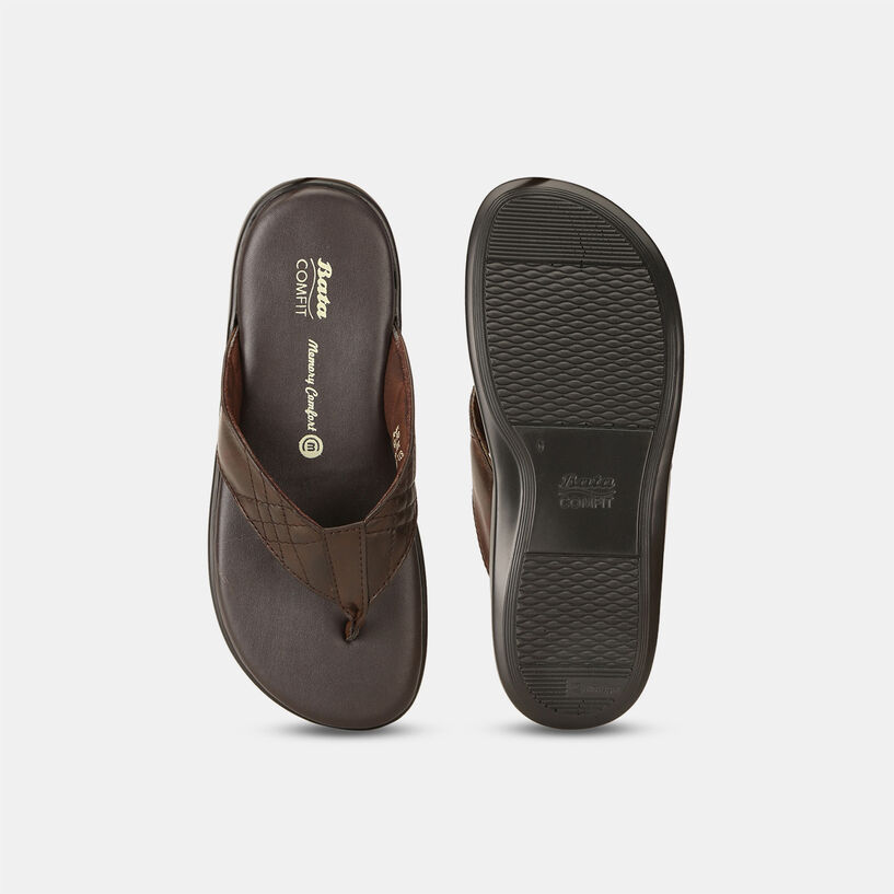 BATA COMFIT DARK BROWN CASUAL THONG SLIPPERS FOR MEN | Bata