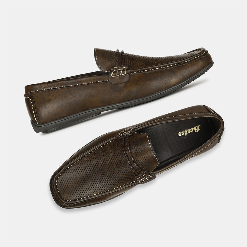 Bata Dark Brown Casual Slip-On Shoes for Men | Bata