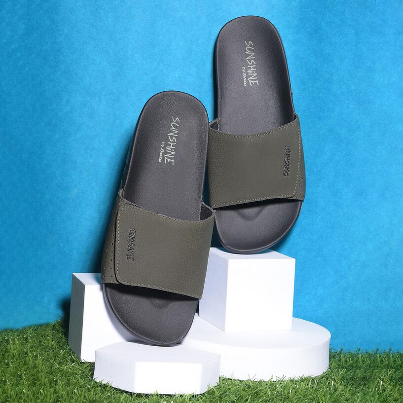 BATA SUNSHINE OLIVE SLIDER MULES FOR MEN | Bata