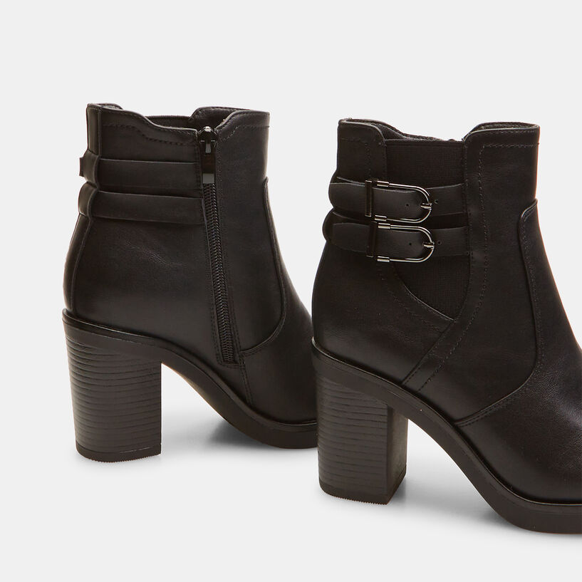 Tronchetti da donna effetto pelle con fibbie, Nero, 7916787 | Bata